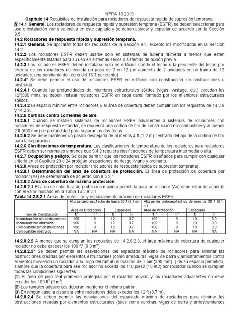 Cap 14-15 Nfpa 13 2019 | PDF | Braguero | Sistema de rociadores contra ...
