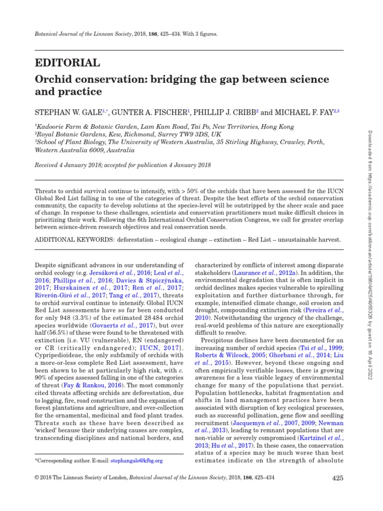 Gale Et Al 2018 Orchid Conservation Bridging The Gap Between Science ... Gale Et Al 2018 Orchid Conservation Bridging The Gap Between Science ...