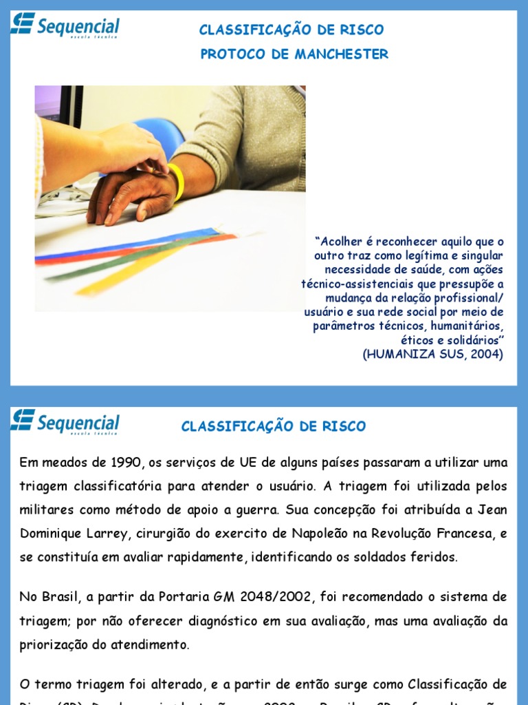 Classificação de Risco pelo Protocolo de Manchester | PDF | Dor ...
