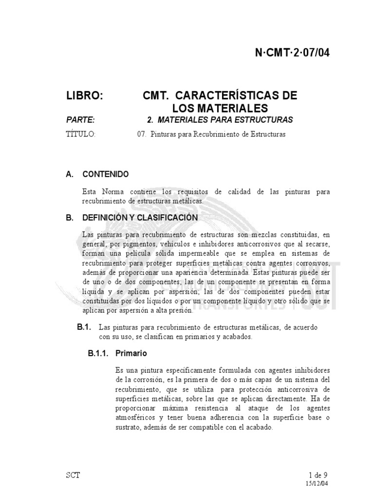 N CMT 2 07 04 | PDF | Pintar | Revestimiento