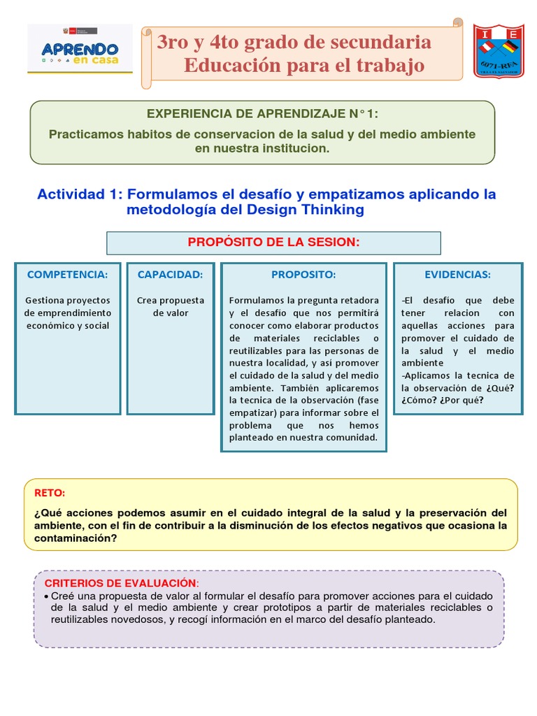 EPT-exp 1 - Act01-Secundaria-3° y 4°-Adaptado | PDF | Contaminación | La contaminación del aire