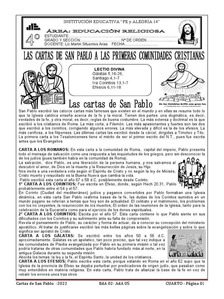Las Cartas San Pablo... EdA 02 - AdA 05 | PDF | Pablo el apóstol | Jesús