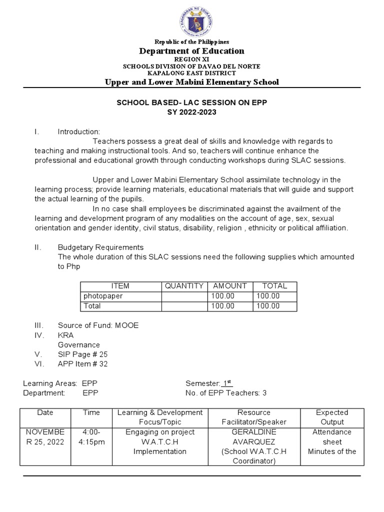 Lac Plan For Epp | Download Free PDF | Cognition | Behavior Modification