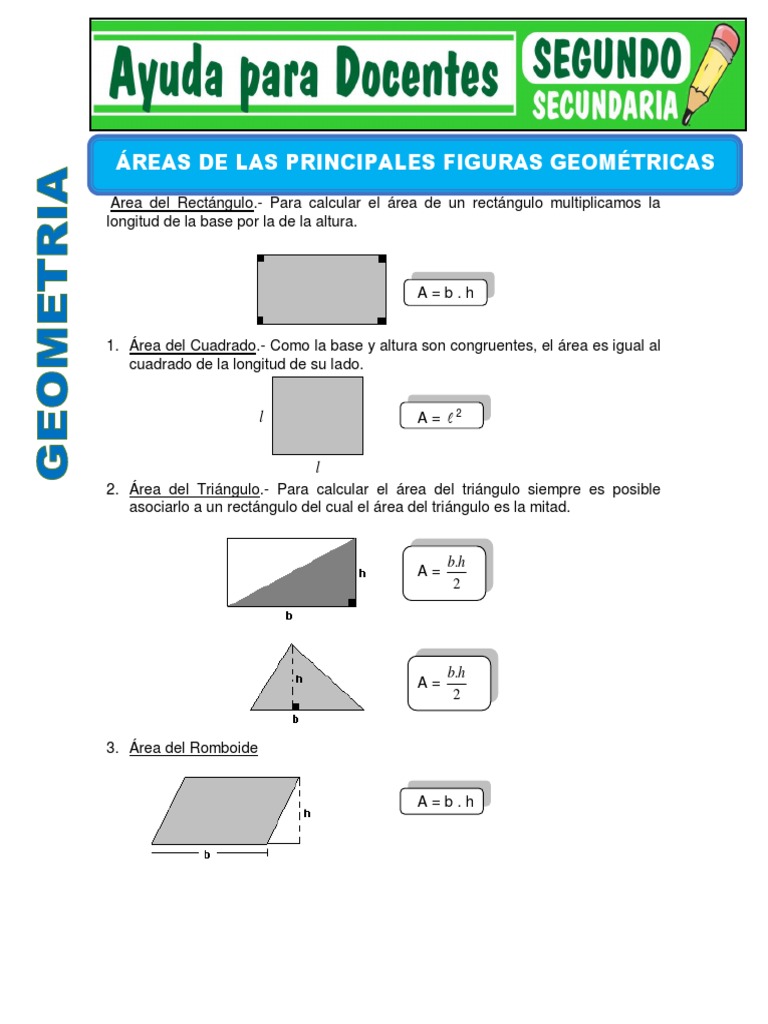 Areas de Las Principales Figuras Geometricas para Segundo de Secundaria ...