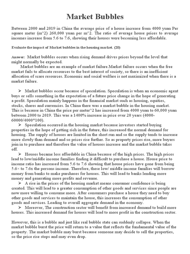 Market Bubbles | PDF | Economic Bubble | Economics