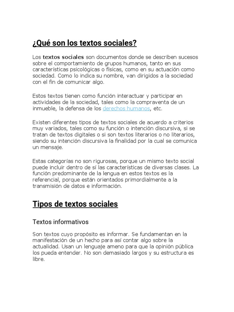 Qué Son Los Textos Sociales | PDF | Información | Sociedad