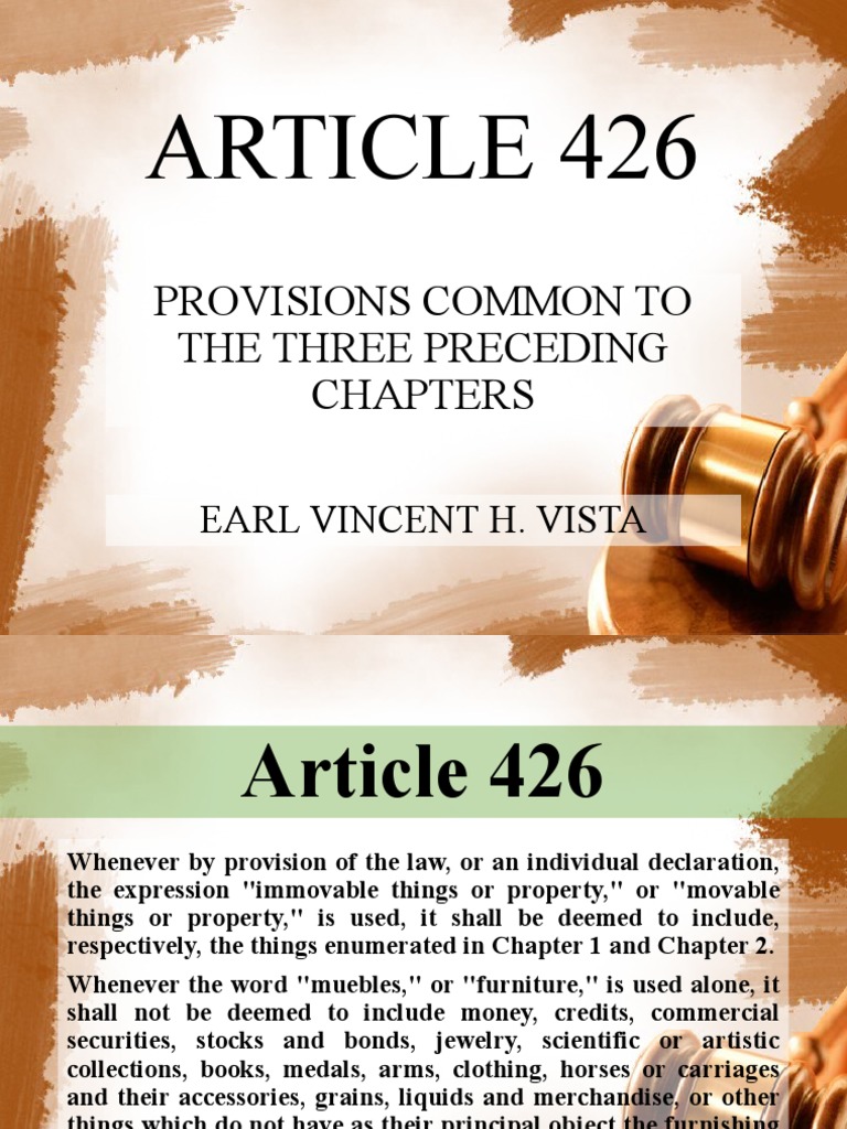 Article 426 | PDF | Real Property | Property