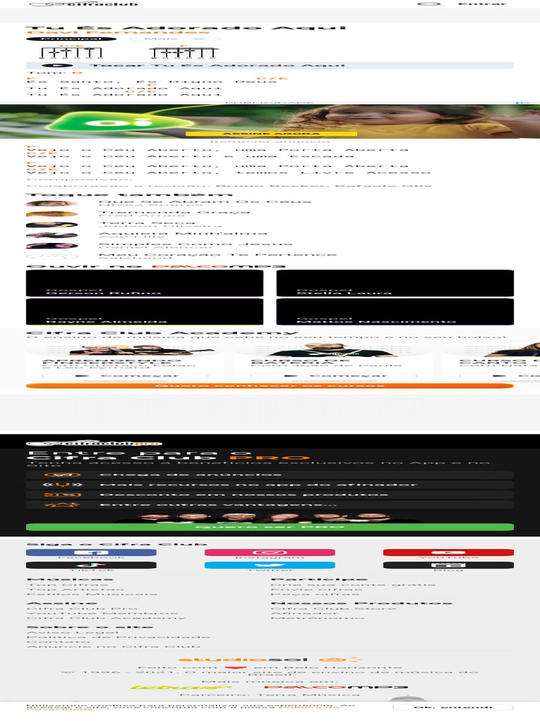 Tu És Adorado Aqui - Davi Fernandes - CIFRA CLUB | PDF