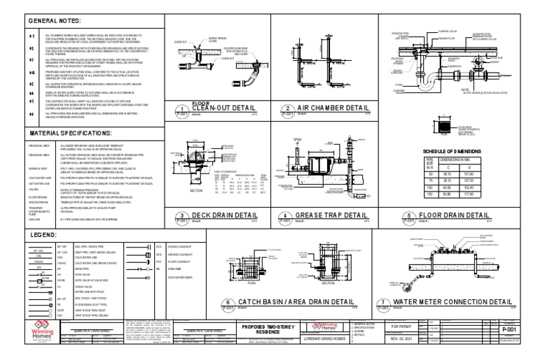 Clean-Out Detail Air Chamber Detail: General Notes | PDF | Plumbing ...