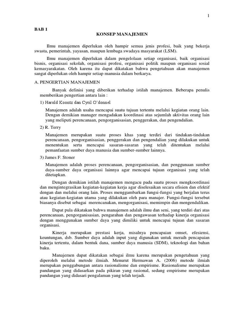 MANAJEMEN Bab 1 - 7 Ok | PDF