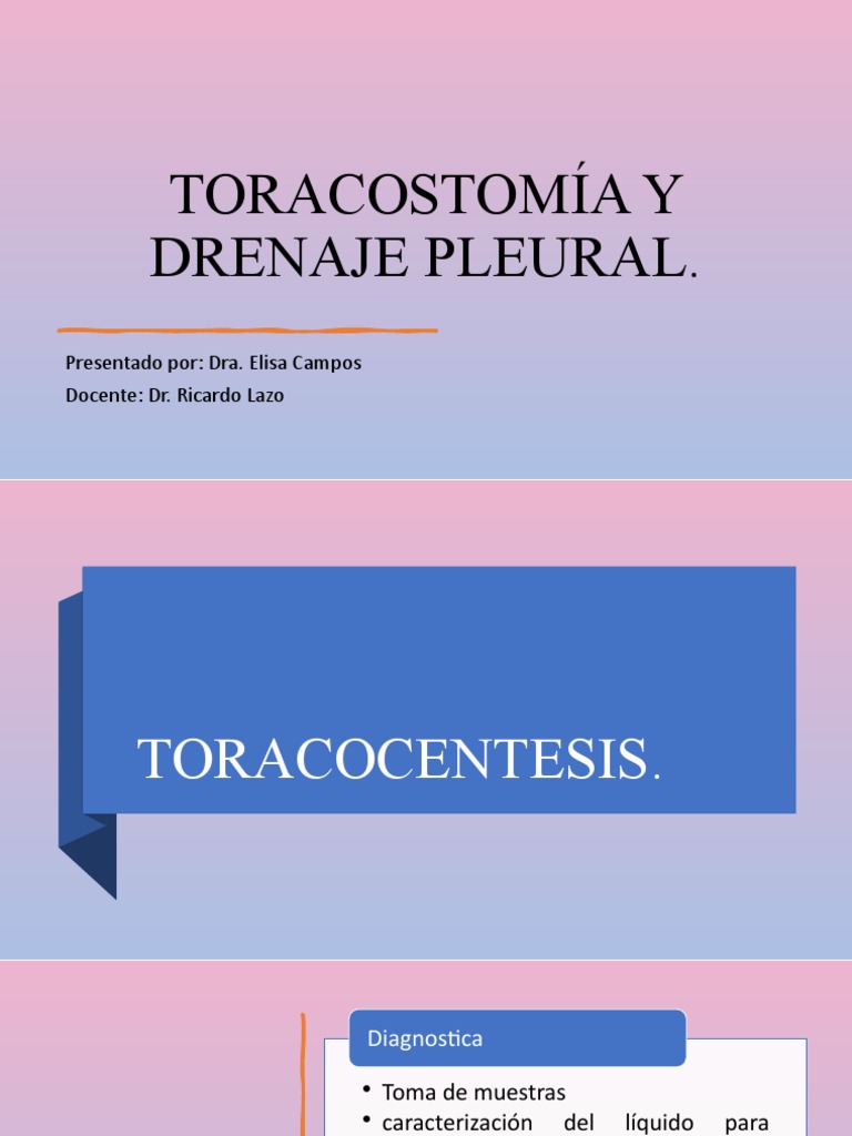 Toracostomía y Toracocentesis: Guía Práctica | PDF | Medicina CLINICA ...