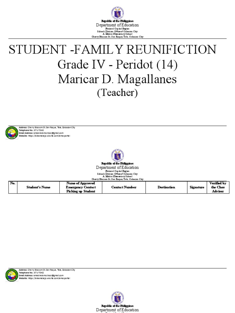 Grade IV Student Reunification List | PDF