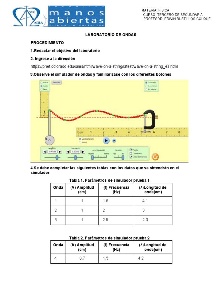 Laboratorio de Ondas | PDF | Olas | Frecuencia Laboratorio de Ondas | PDF | Olas | Frecuencia