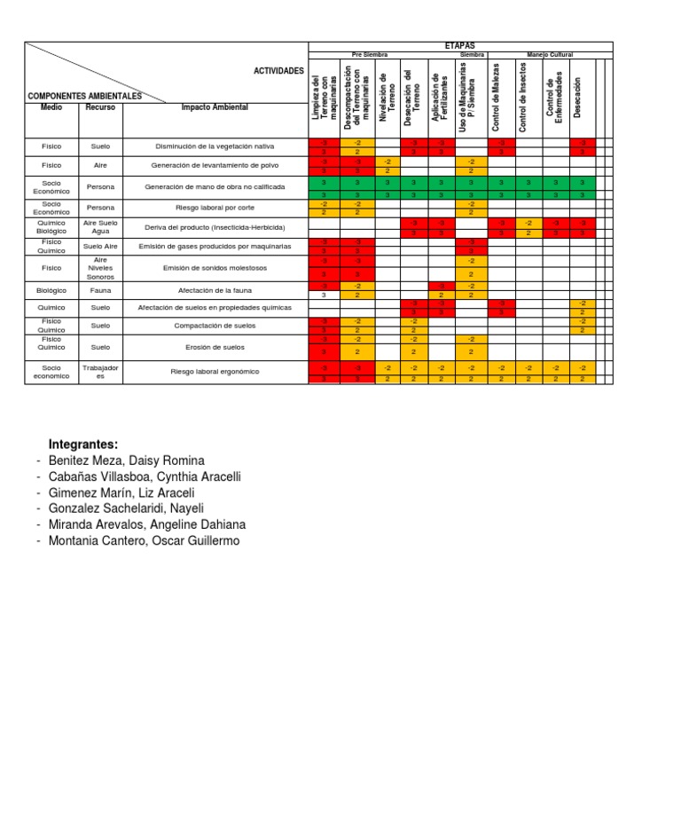 Matriz de Valoración de Impactos Ambientales | PDF | Suelo | Entorno natural