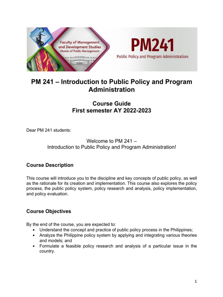 Public Policy Course Overview 2022-2023 | PDF | Evaluation | Policy