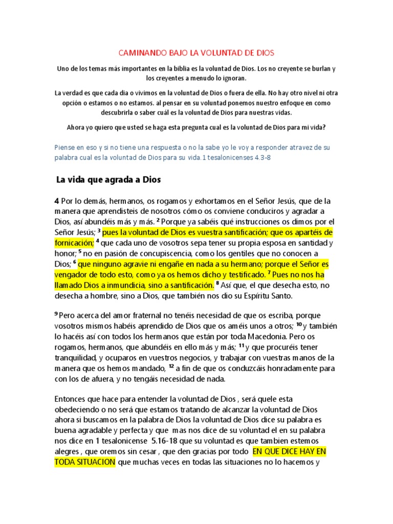 Caminando Bajo La Voluntad de Dios | Descargar gratis PDF | Dios | Pecado