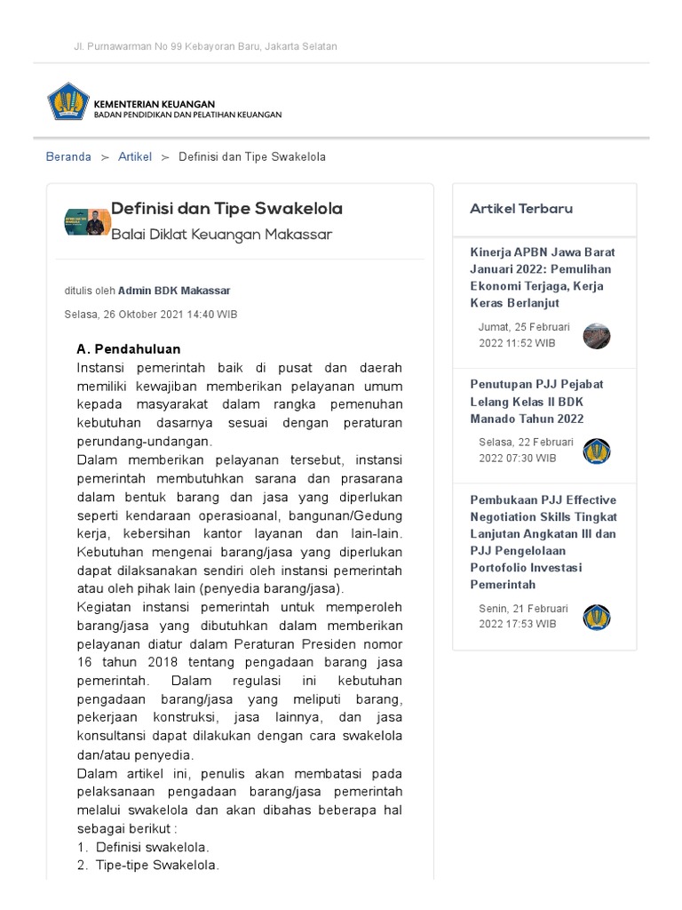 Artikel - Definisi Dan Tipe Swakelola | PDF | Bisnis | Pengelolaan ...