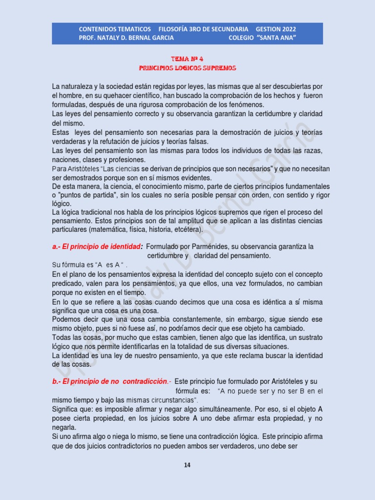 Los Principios Lógicos | PDF | Principio | Verdad