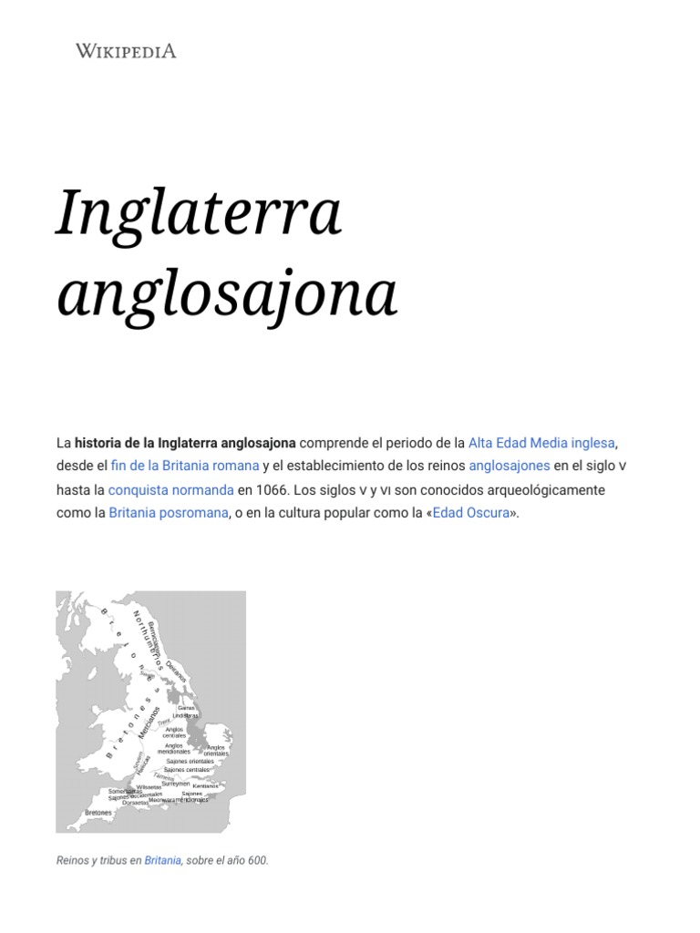 Inglaterra Anglosajona - Wikipedia, La Enciclopedia Libre | PDF ...