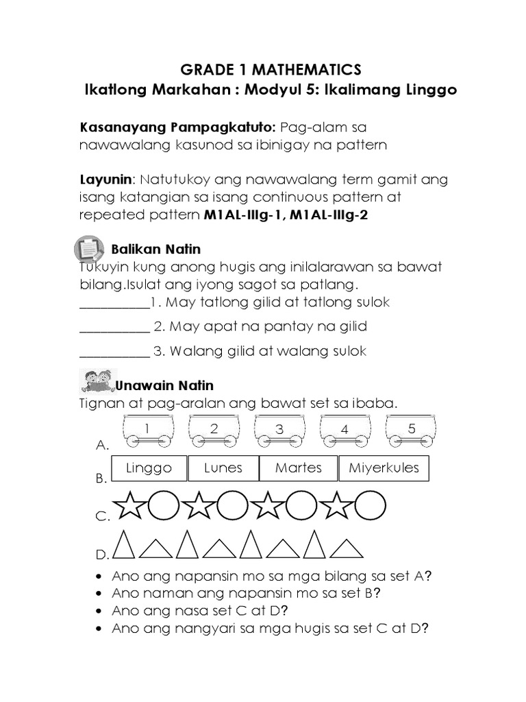 Math1 Q3 Module5 Week5 | PDF