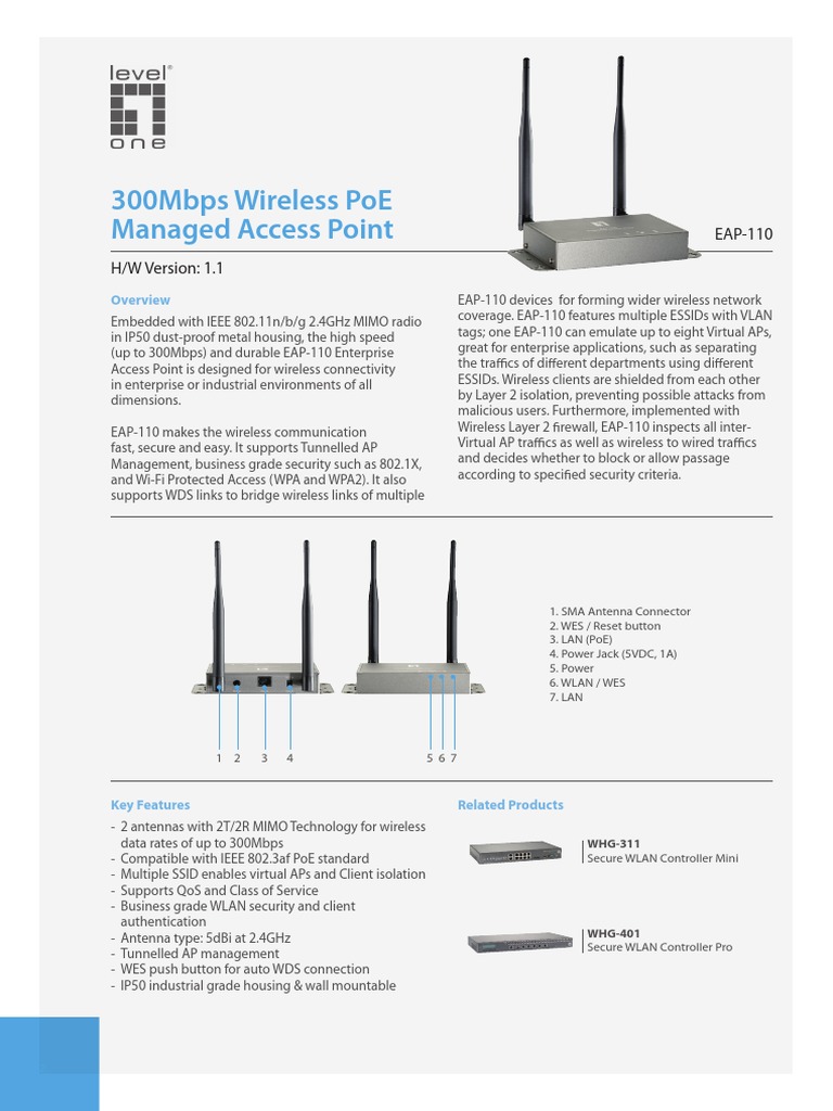 EAP-110_SPEC_v1.1 | PDF | Wireless Lan | Wi Fi