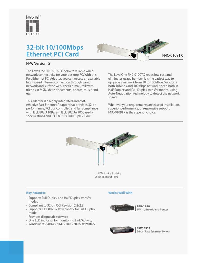 FNC-0109TX Spec V5.0 | Download Free PDF | Computer Network | Ethernet