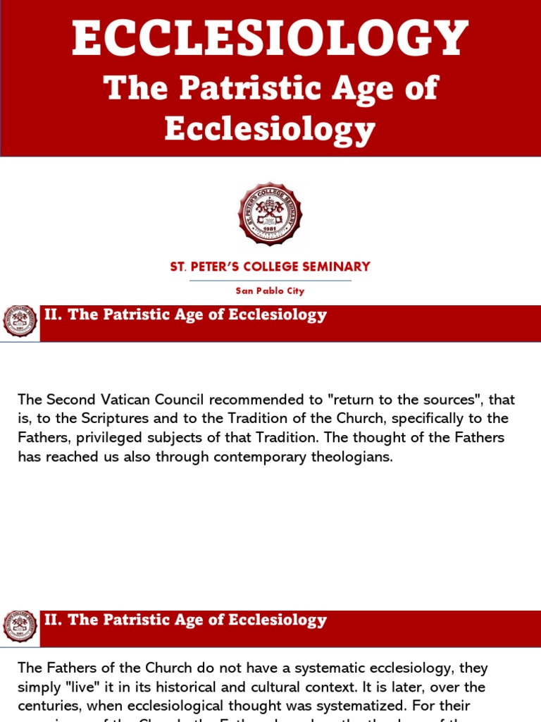 Ecclesiology in The Patristics | PDF | Ecclesiology | Church Fathers