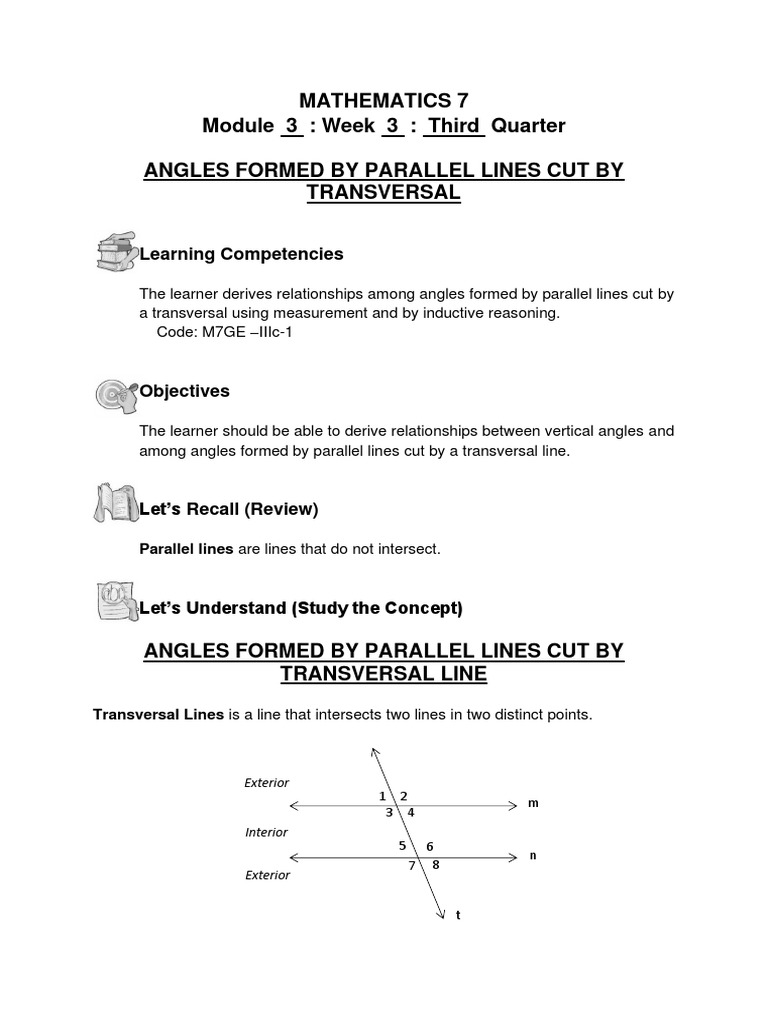 Math Grade7 Quarter3 Module3 Week3 | PDF | Angle | Geometry