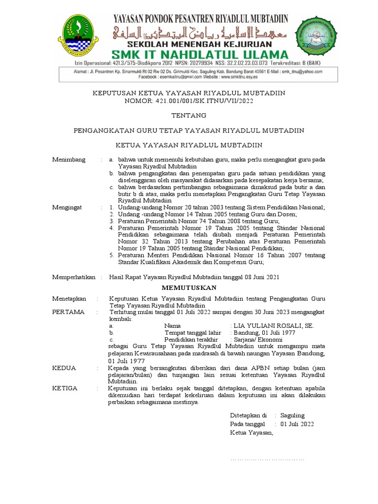 7 Contoh SK Gty | PDF