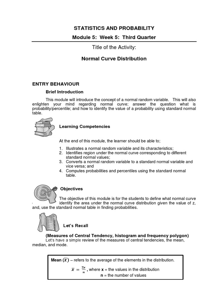 Title of The Activity:: Statistics and Probability Module 5: Week 5 ...