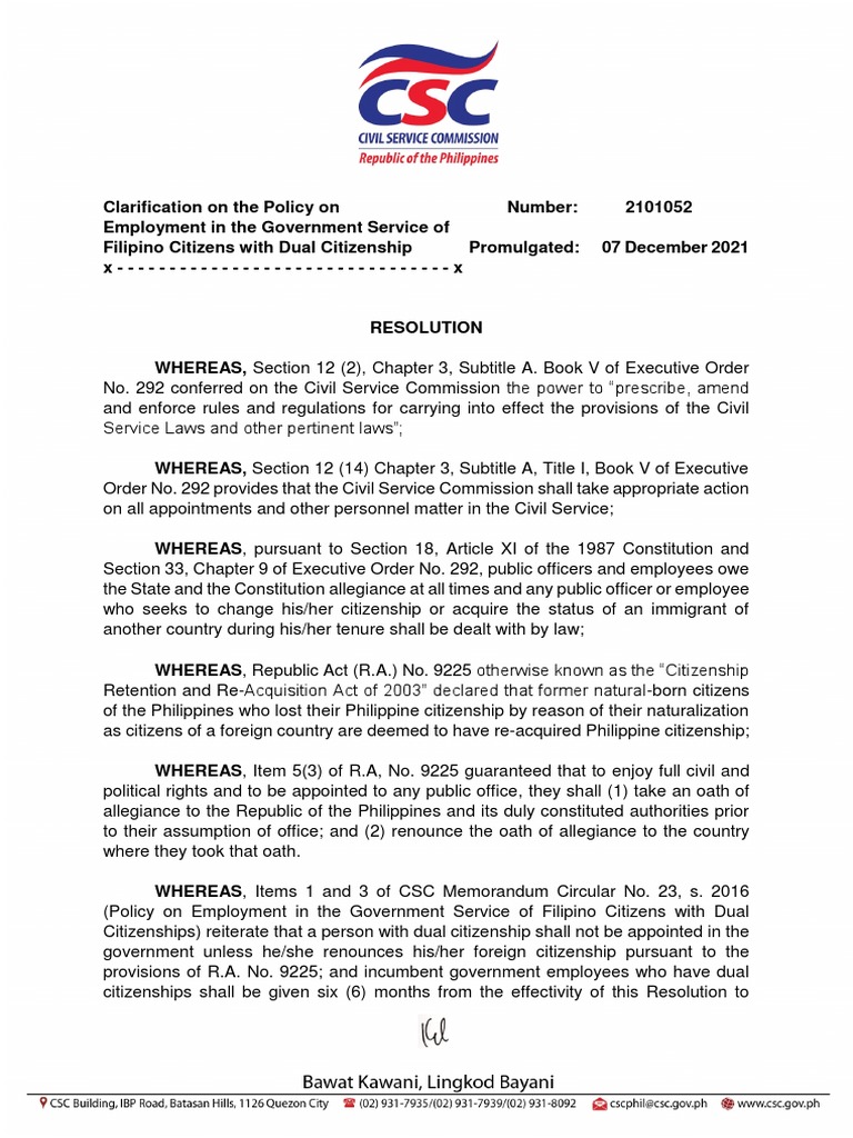 Clarification On Dual Citizenship | PDF | Naturalization | Citizenship