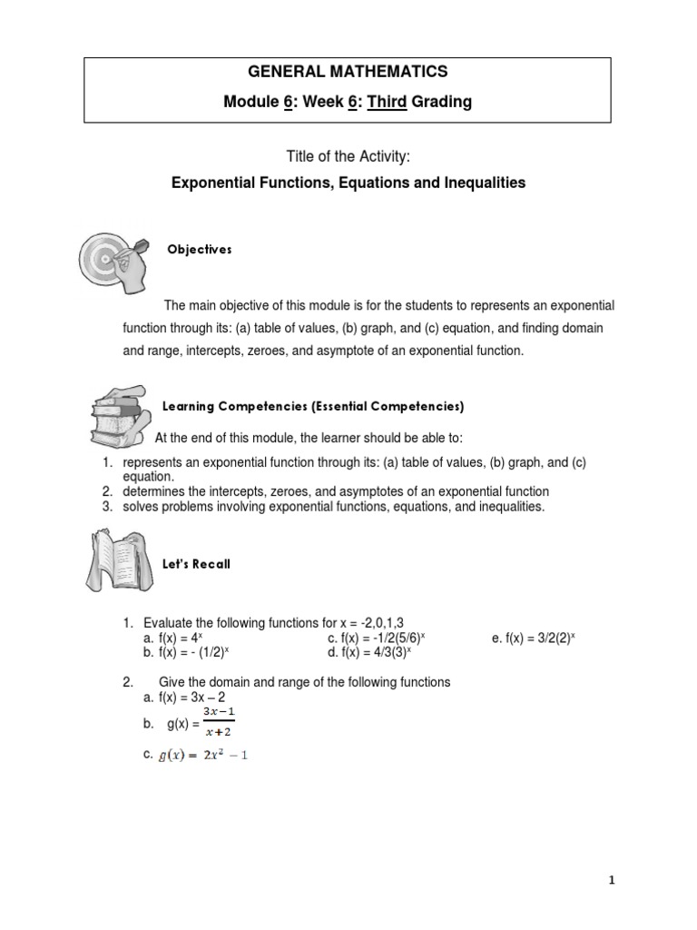 Gen Math g11 q3 m6 Wk6 | PDF | Function (Mathematics) | Asymptote