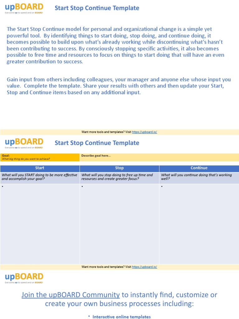 Free Start Stop Continue Change Template PowerPoint | PDF | Self ...