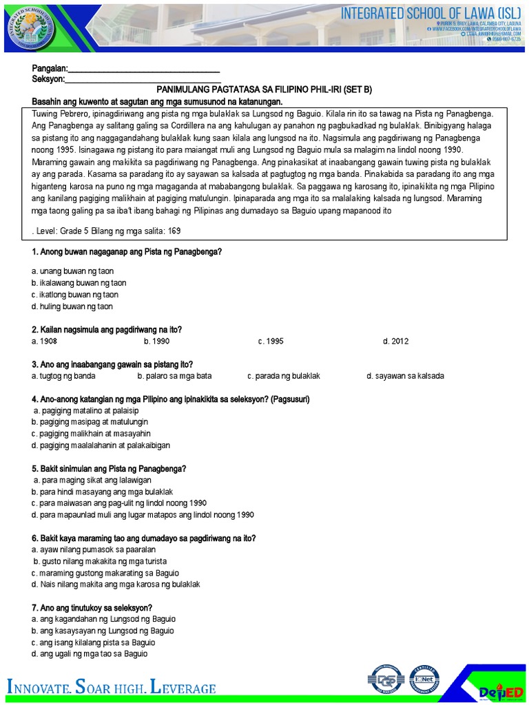 Pre Test Phil Iri | PDF