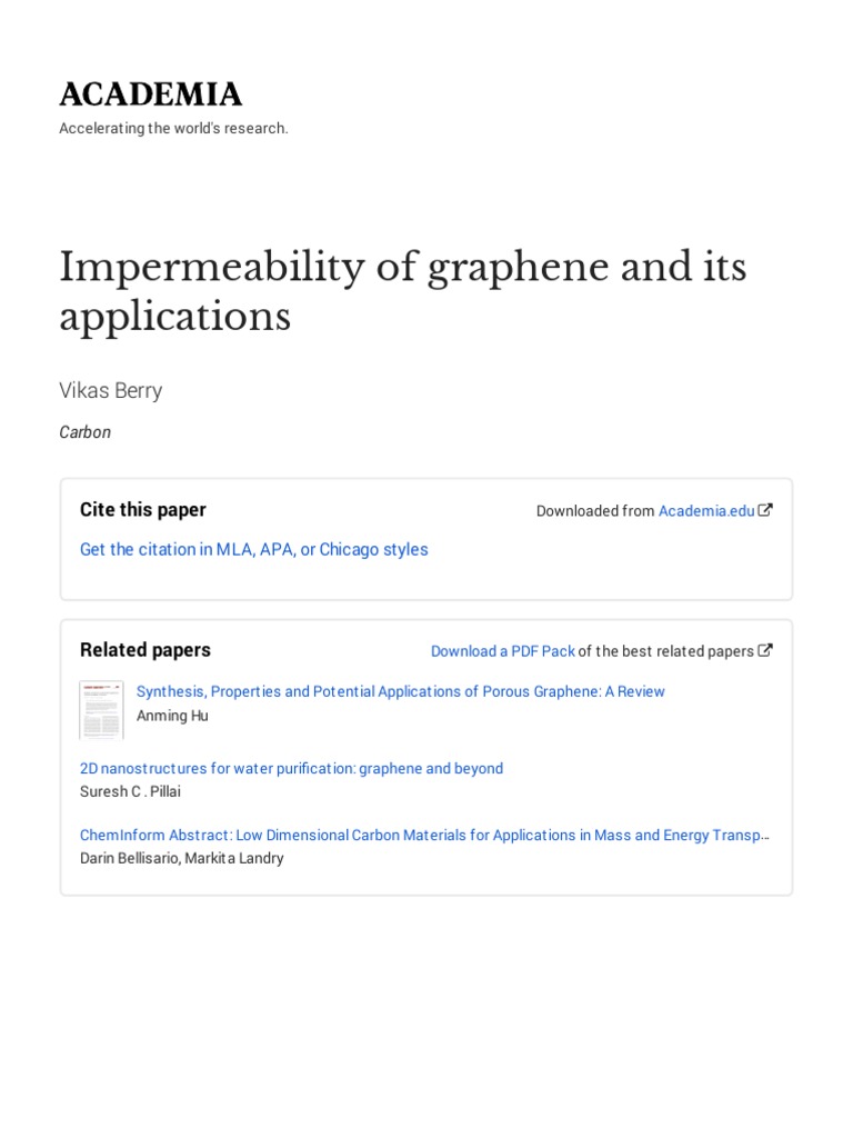 Impermeability of Graphene and Its Applications | PDF | Graphene ...