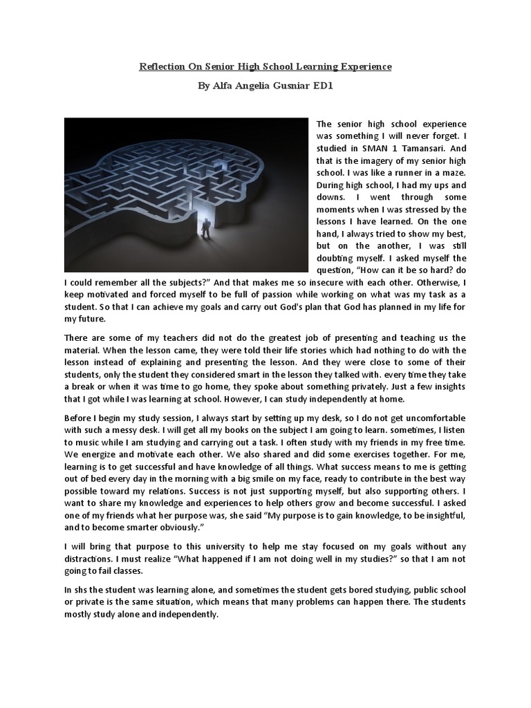 Senior High School Learning Reflections | PDF | Cognitive Science | Behavior Modification