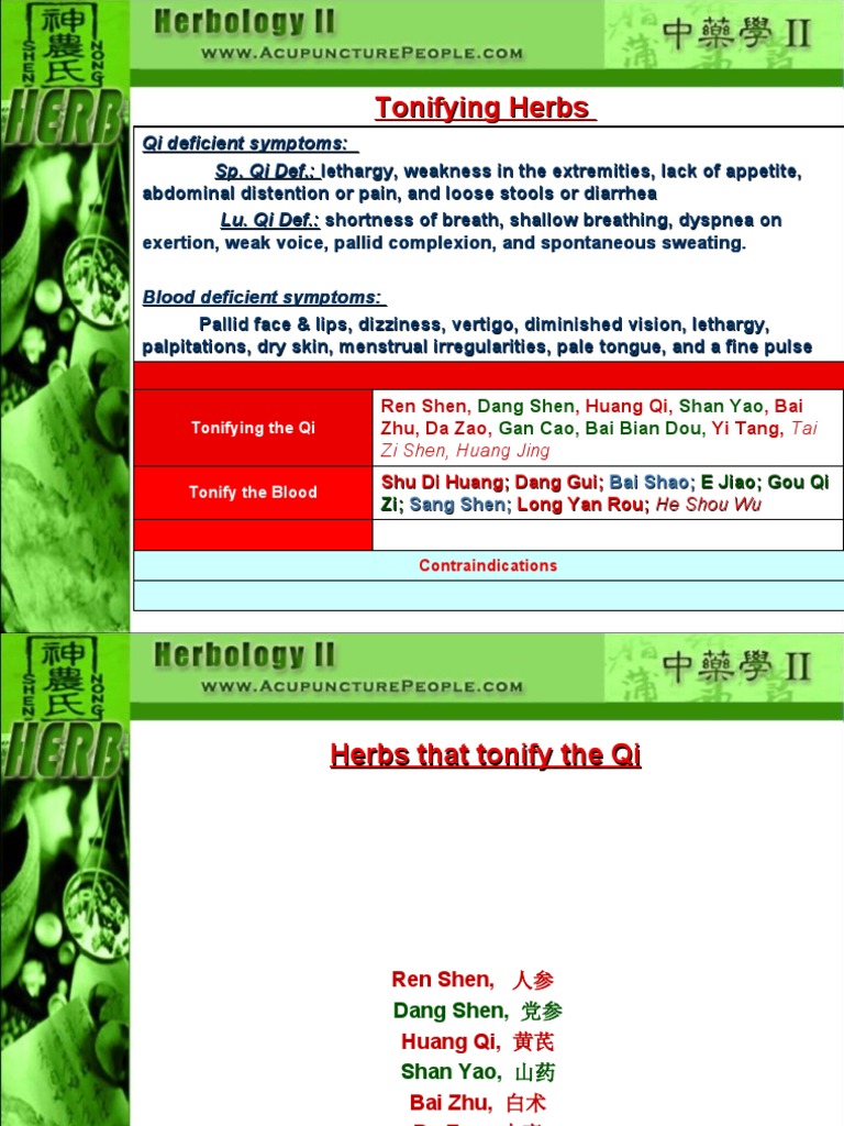 Herb II-5-Herbs That Tonify Qi & Blood | PDF | Qi | Medical Specialties