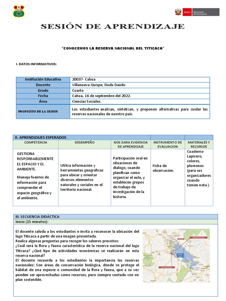 Sesión de Aprendizaje 4to Santurio de Megantoni | PDF | Aprendizaje | Maestros