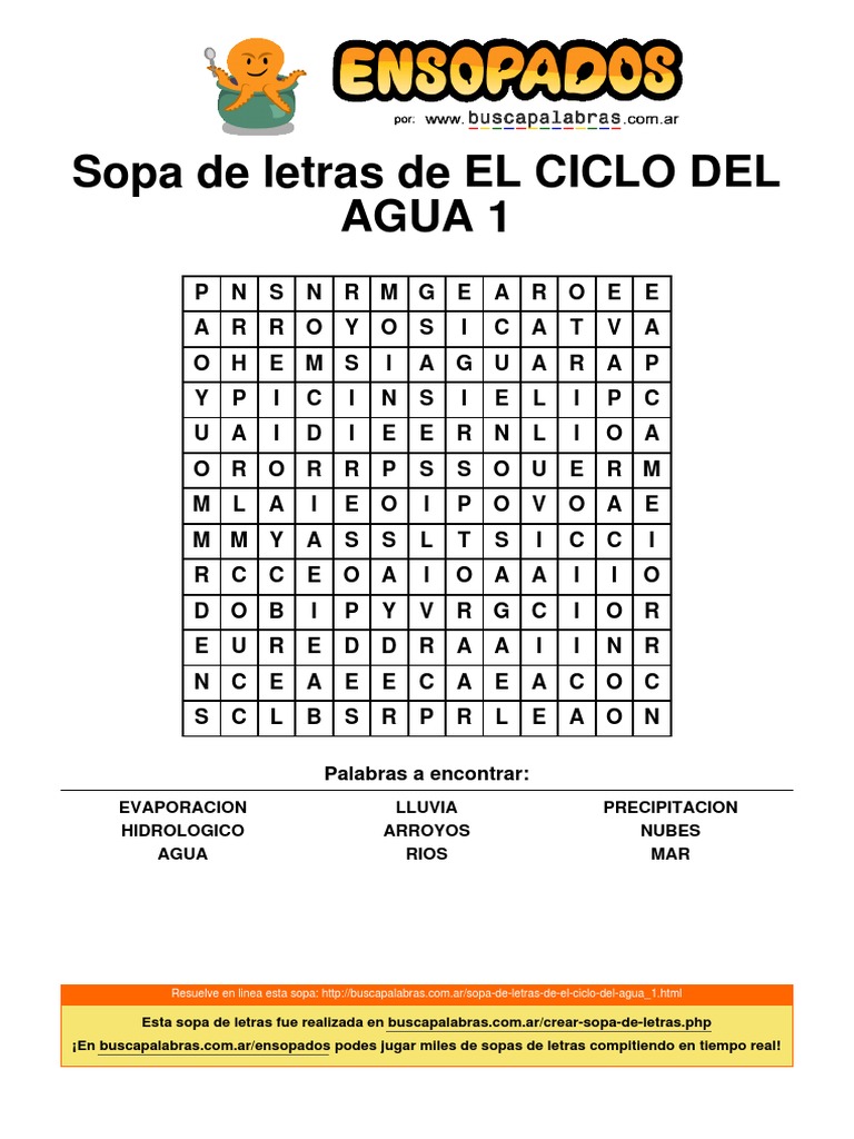 Sopa de Letras de El Ciclo Del Agua 1 | PDF Sopa de Letras de El Ciclo Del Agua 1 | PDF