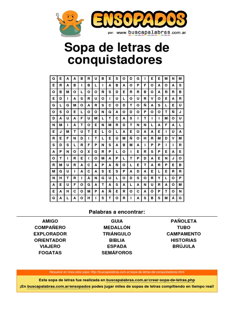 Sopa de Letras de Conquistadores | PDF