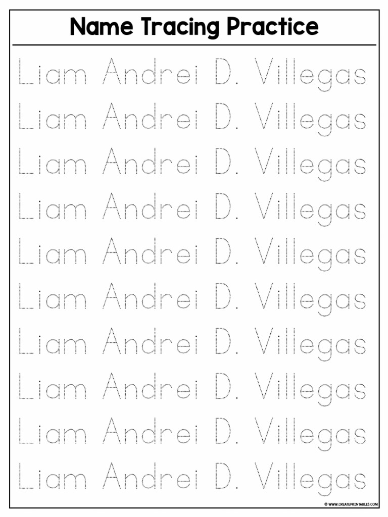 Name - Tracing - Practice 8D32 82C8 B725 | PDF
