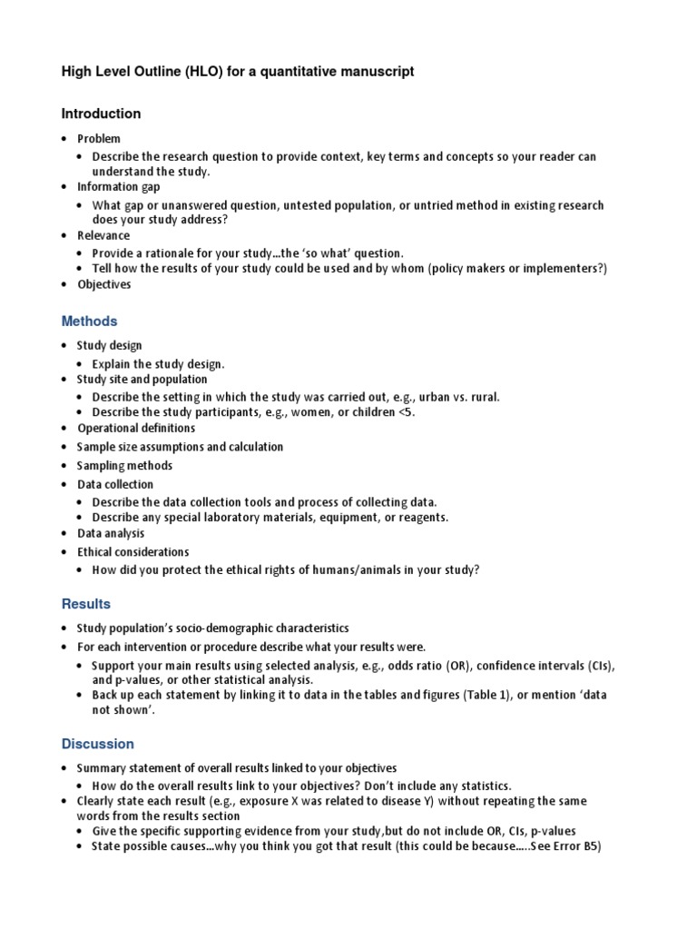 Quantitative Manuscript Outline Template | PDF | Statistics | Data