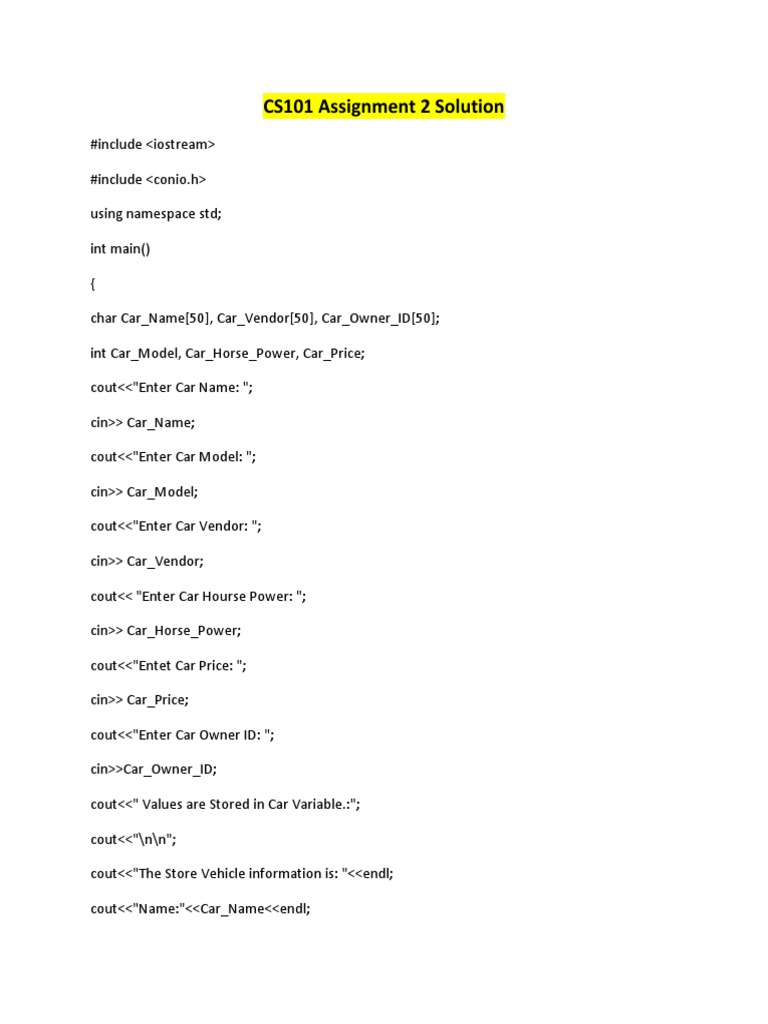 CS101 Assignment 2 Solution | PDF | Computers | Technology & Engineering