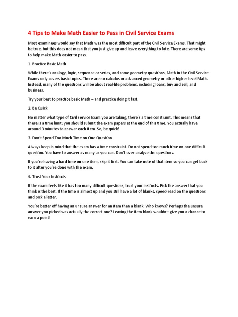 Civil Service Tips | PDF | Test (Assessment) | Mathematics