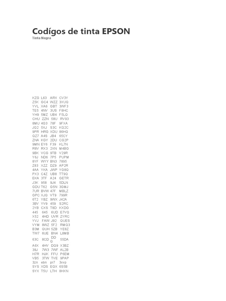 Codígos de Tinta EPSON | PDF