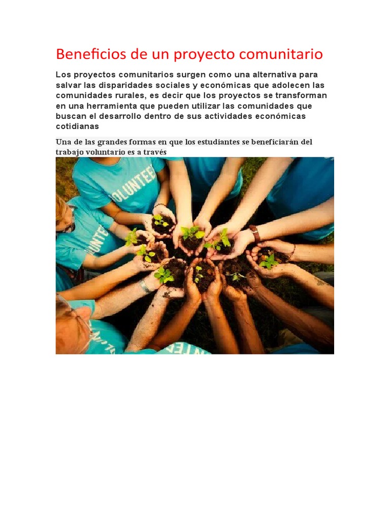 Beneficios de Un Proyecto Comunitario | PDF