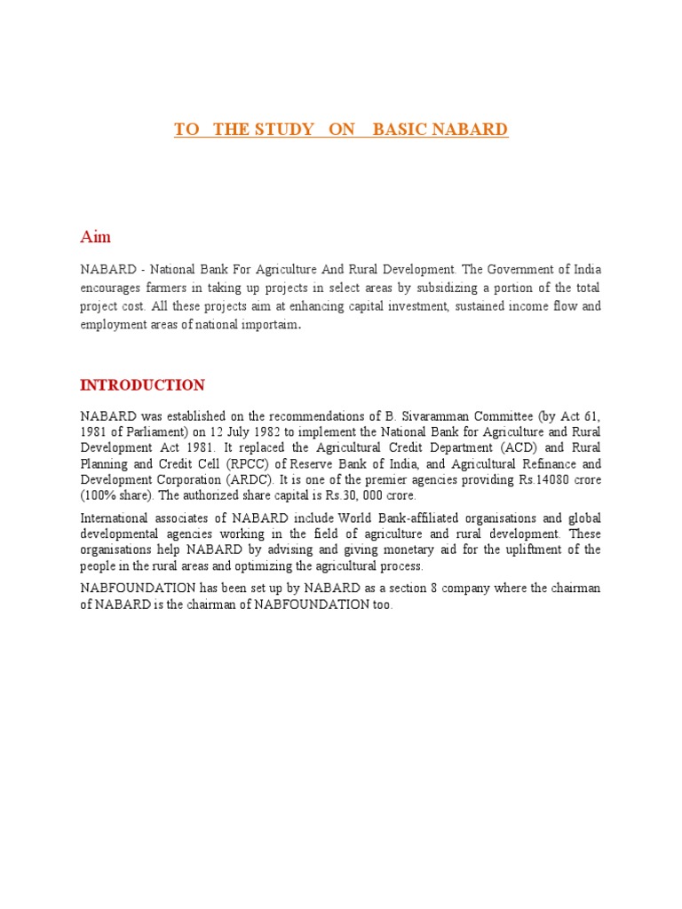 To The Study On Basic Nabard | PDF | Economies | Business