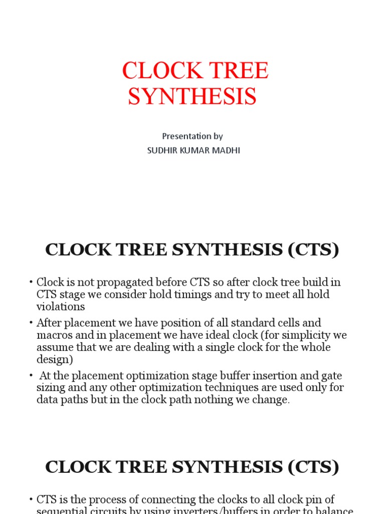 Clock Tree Synthesis: Presentation by Sudhir Kumar Madhi | PDF ...