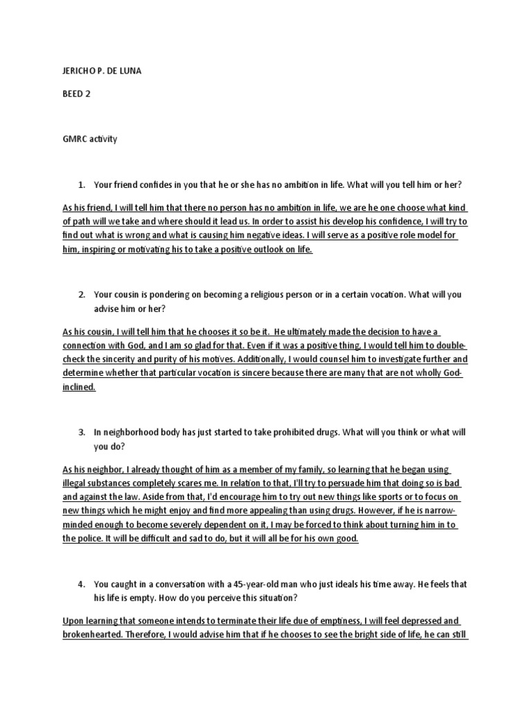 Deluna Activity GMRC | PDF | Psychology