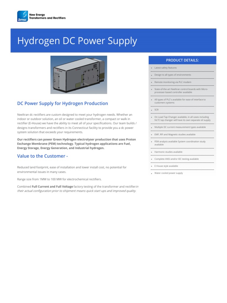 Hydrogen DC Power Supply - Neeltran | Download Free PDF | Rectifier ...